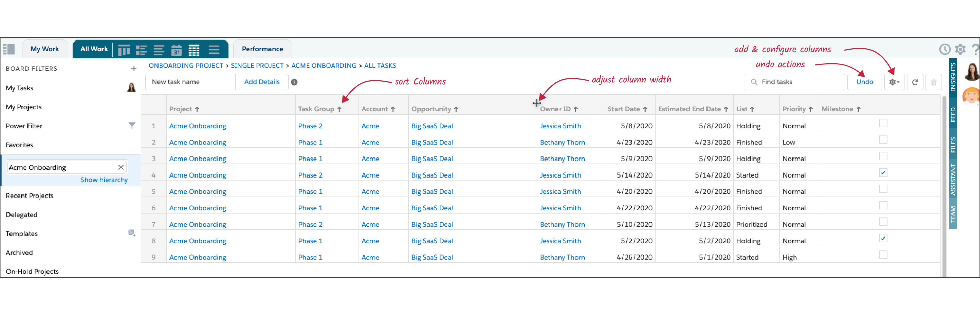 Spreadsheet View – TaskRay