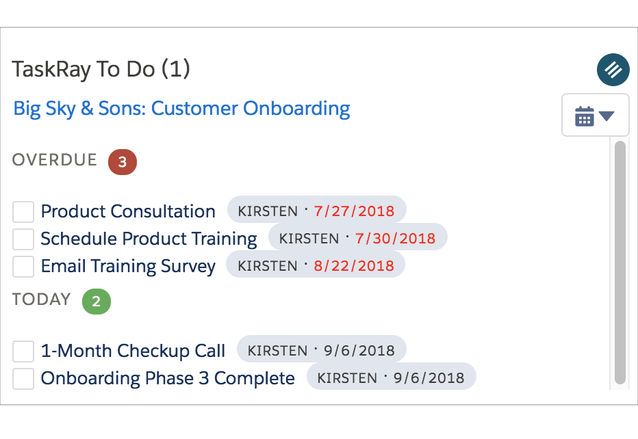 TaskRay Lightning Components Catalog – TaskRay