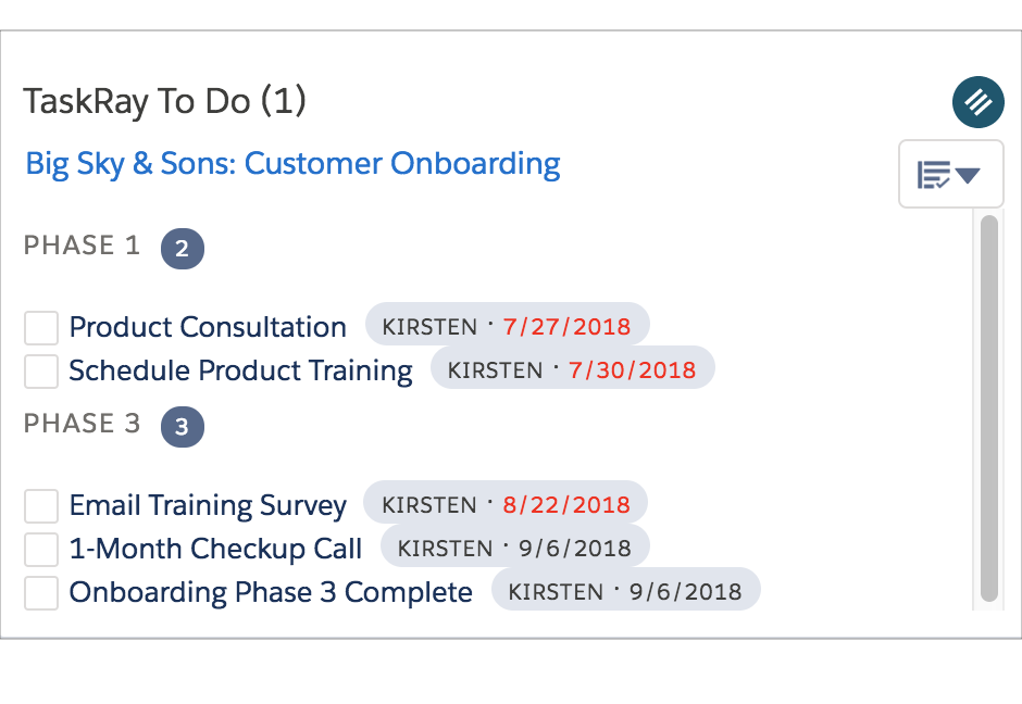 TaskRay Lightning Components Catalog – TaskRay