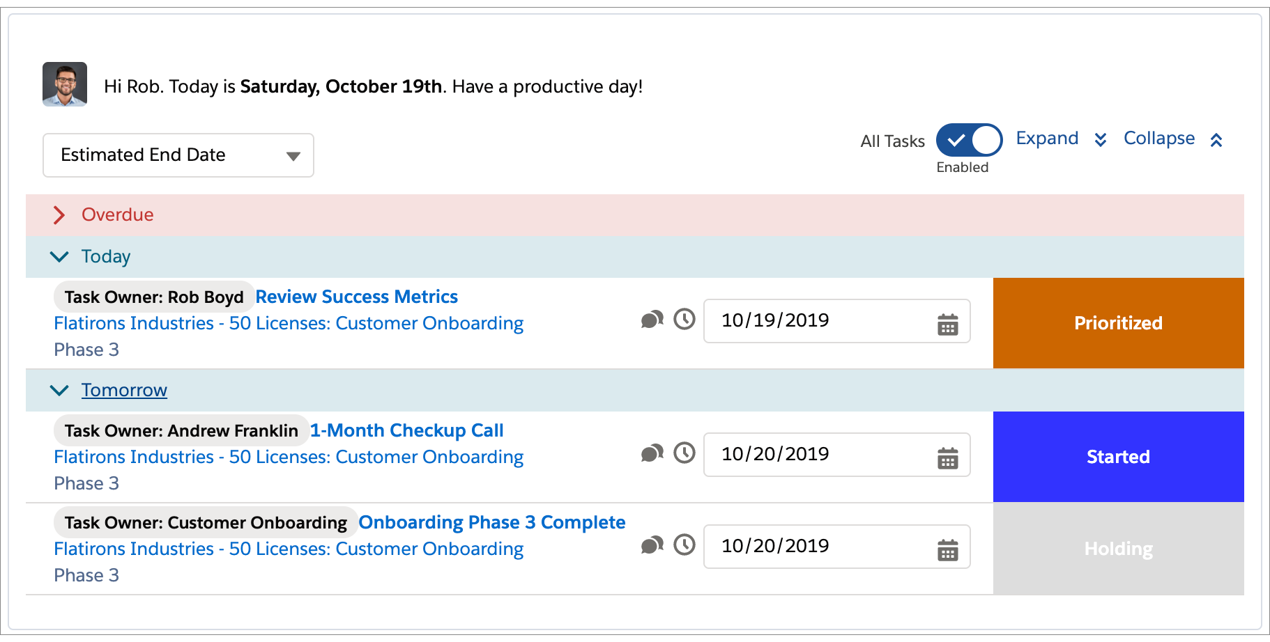 TaskRay Lightning Components Catalog – TaskRay